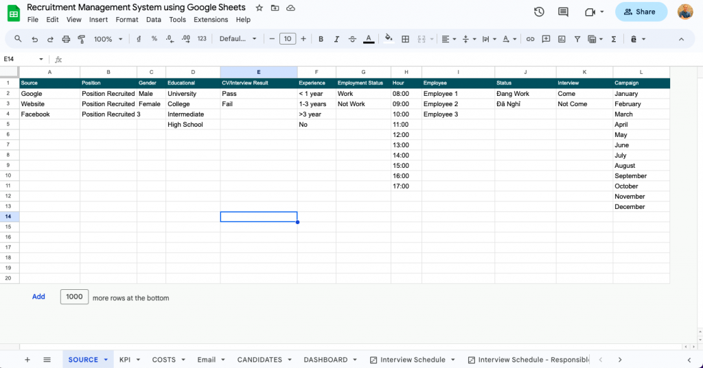 Recruitment Management System using Google Sheets - Google sheets ...