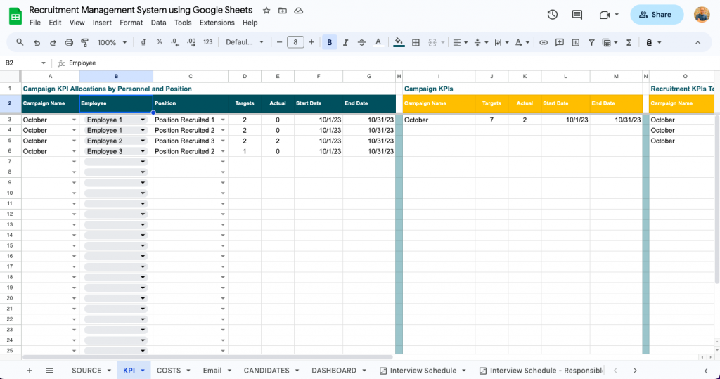 Recruitment Management System using Google Sheets - Google sheets ...